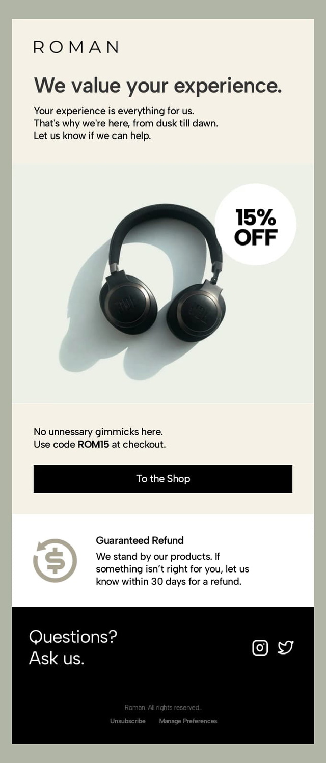 Free high-performing ecommerce email templates - Tabular